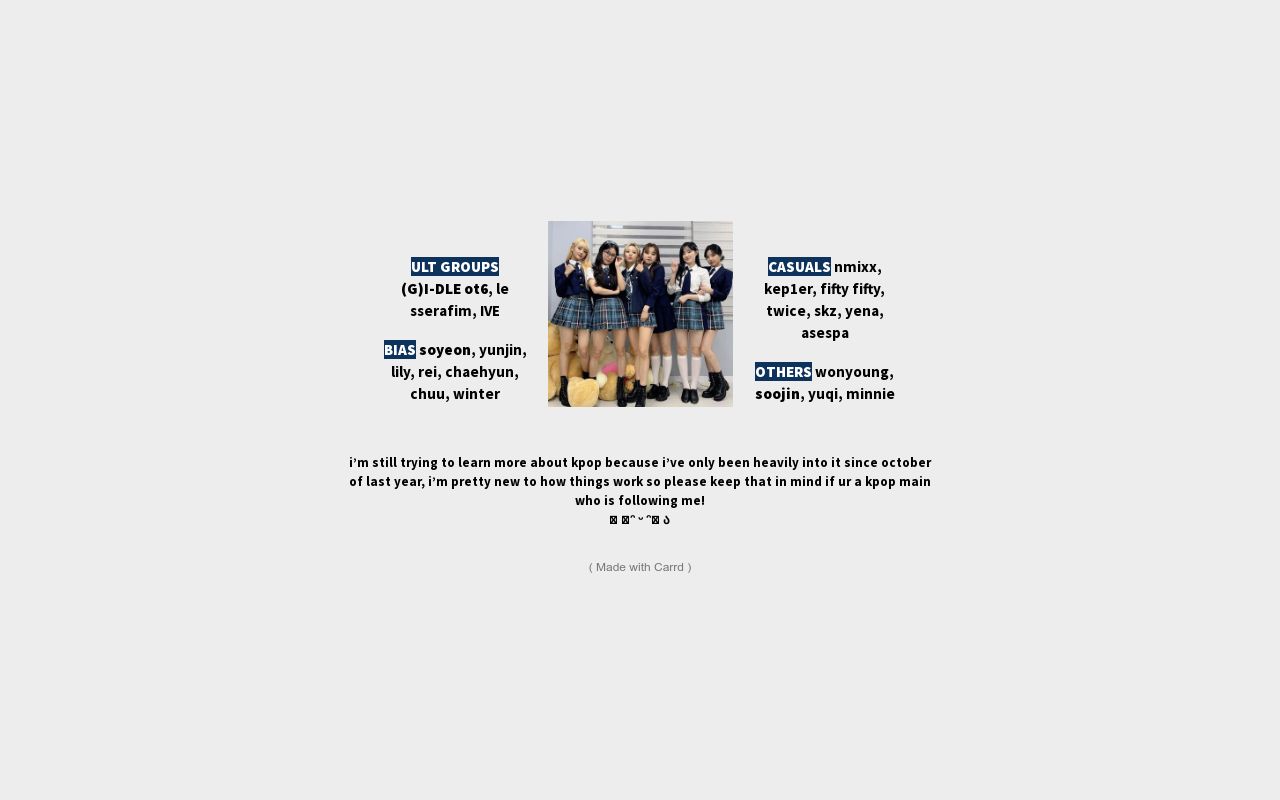 simple kpop carrd